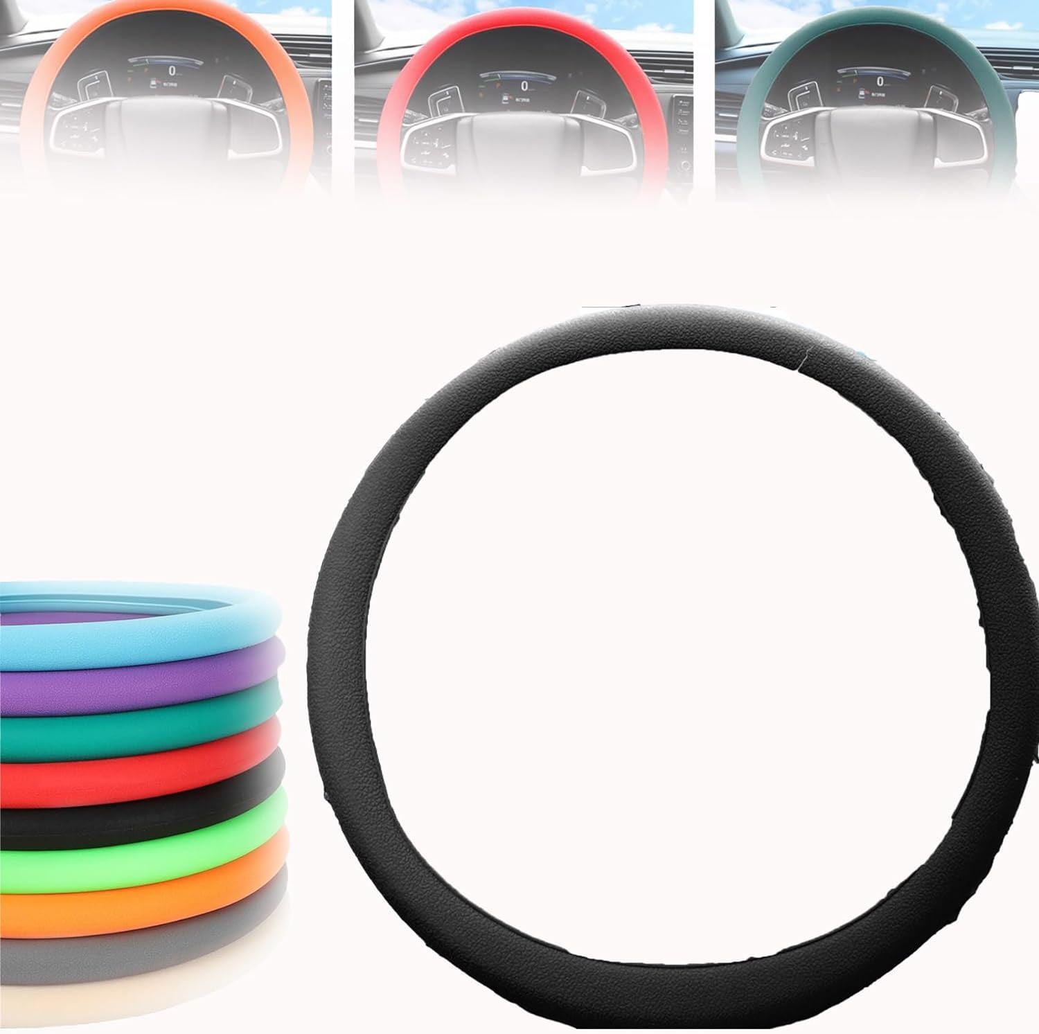 Cool Non-Slip Silicone Steering Wheel Protector, Car Steering Wheel ...