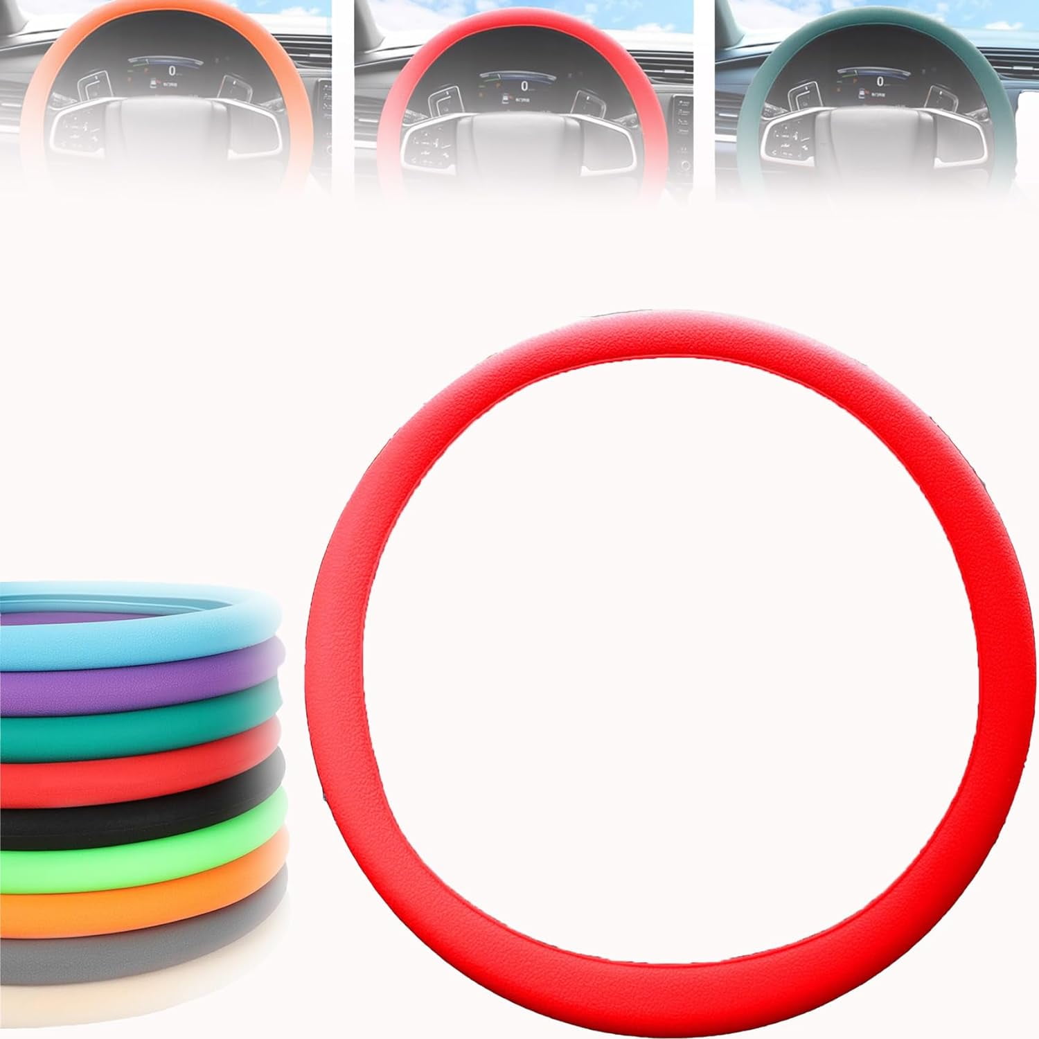 Cool Non-Slip Silicone Steering Wheel Protector, Car Steering Wheel ...