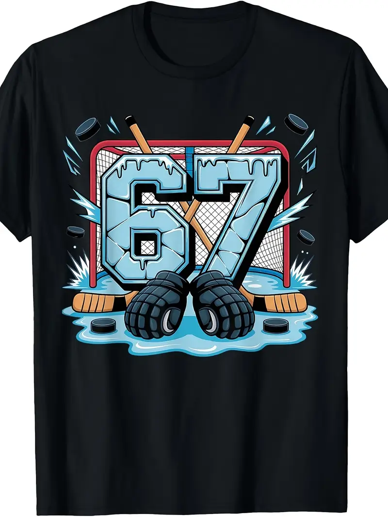 Cool Number 67 Ice Hockey Fan Gear Youth Short Sleeve Casual T-Shirt ...