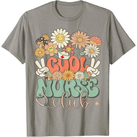 Cool Nurse Club Floral Hippie Groovy Retro Daisy Nurse T-Shirt, F966 ...