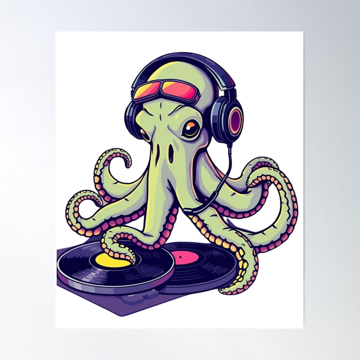 Cool Octopus Dj T-Shirt Design | Funky Sea Creature | Music Lover'S ...