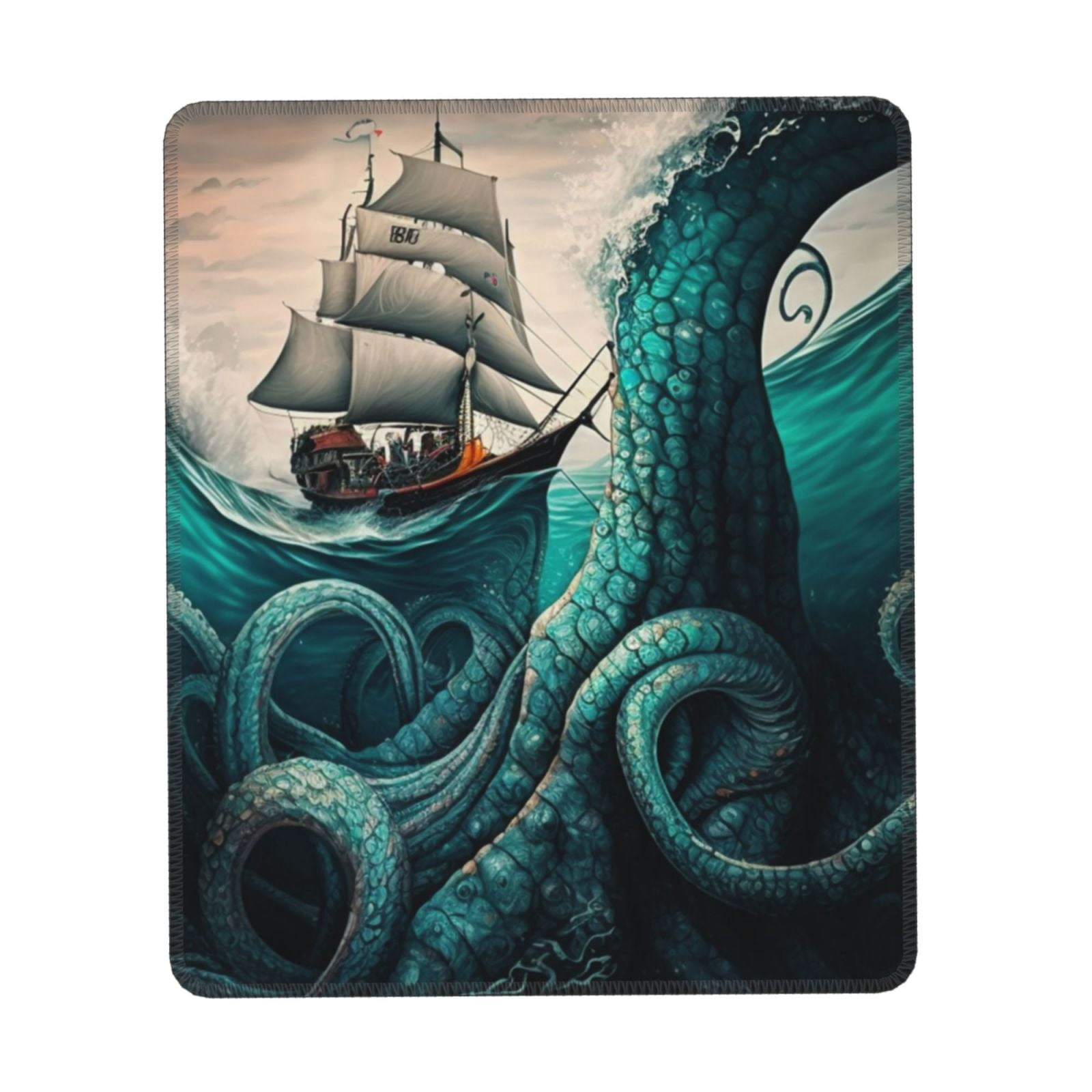 Cool Octopus Monster Sail Boat Waves Gaming Mouse Pad 8.3 x 10.3 in ...