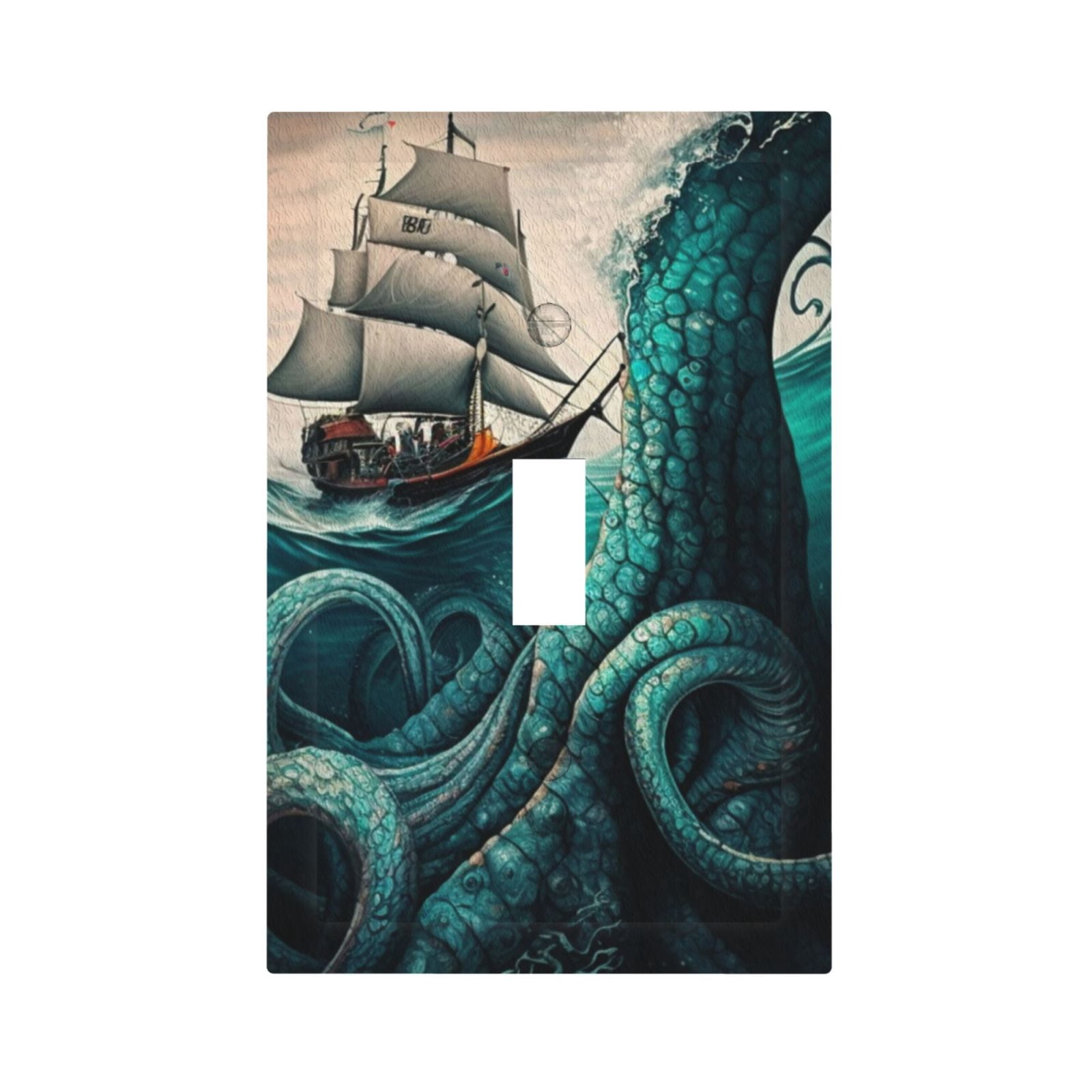 Cool Octopus Monster Sail Boat Waves Light Switch Cover Decorator ...