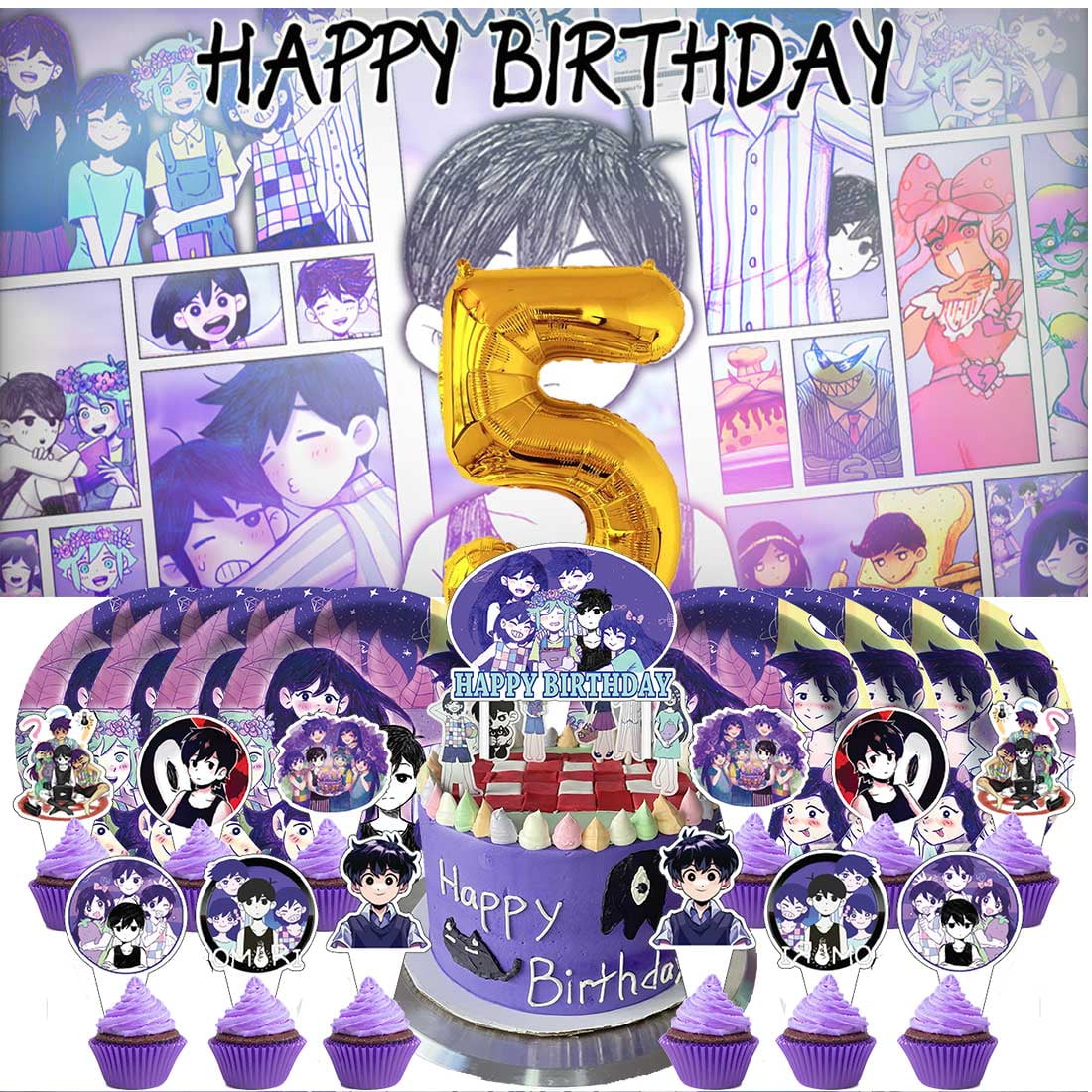 Cool Omori Game Balloons Party Supplies 5th Decor Tableware Birthday ...