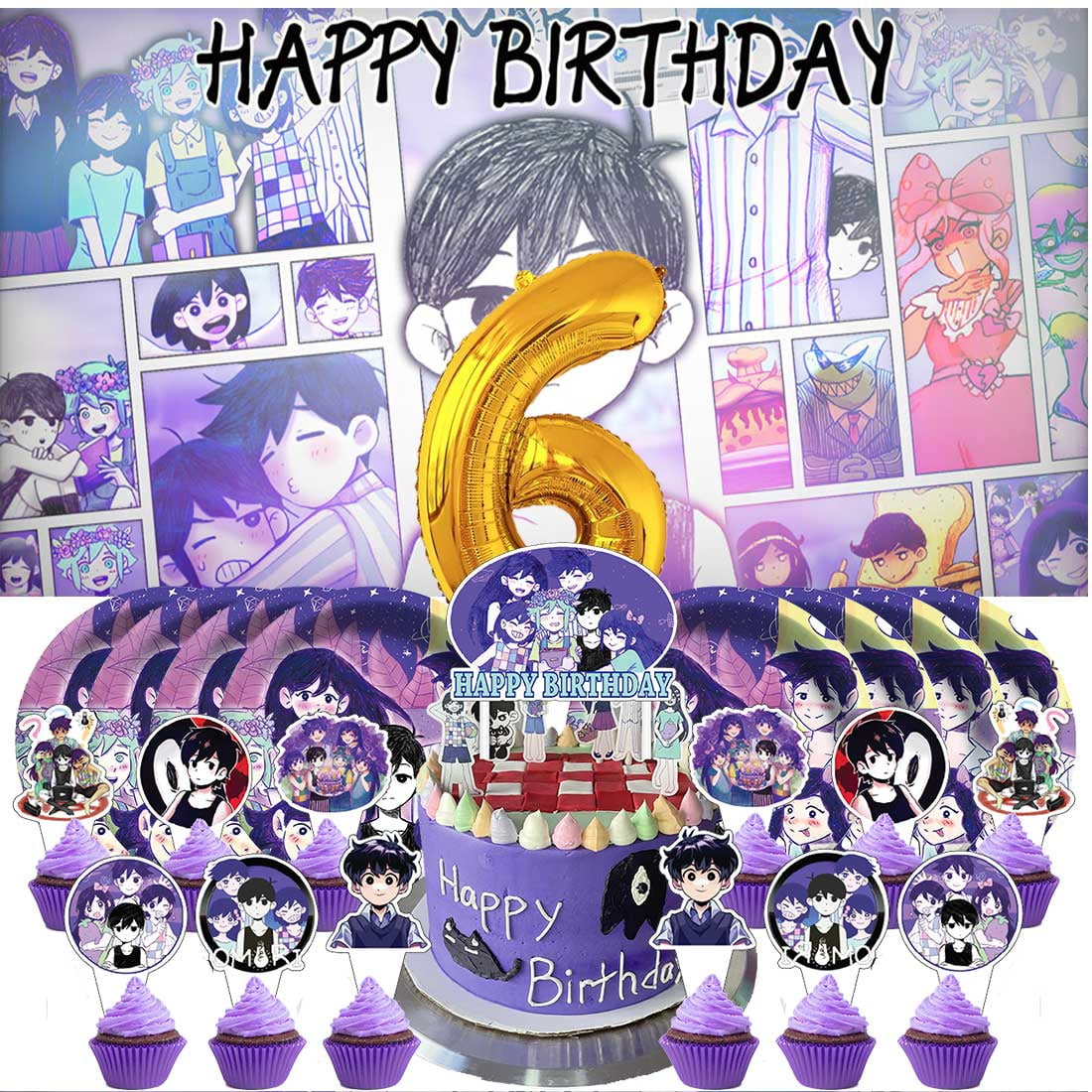 Cool Omori Game Balloons Party Supplies 6th Decor Tableware Birthday ...