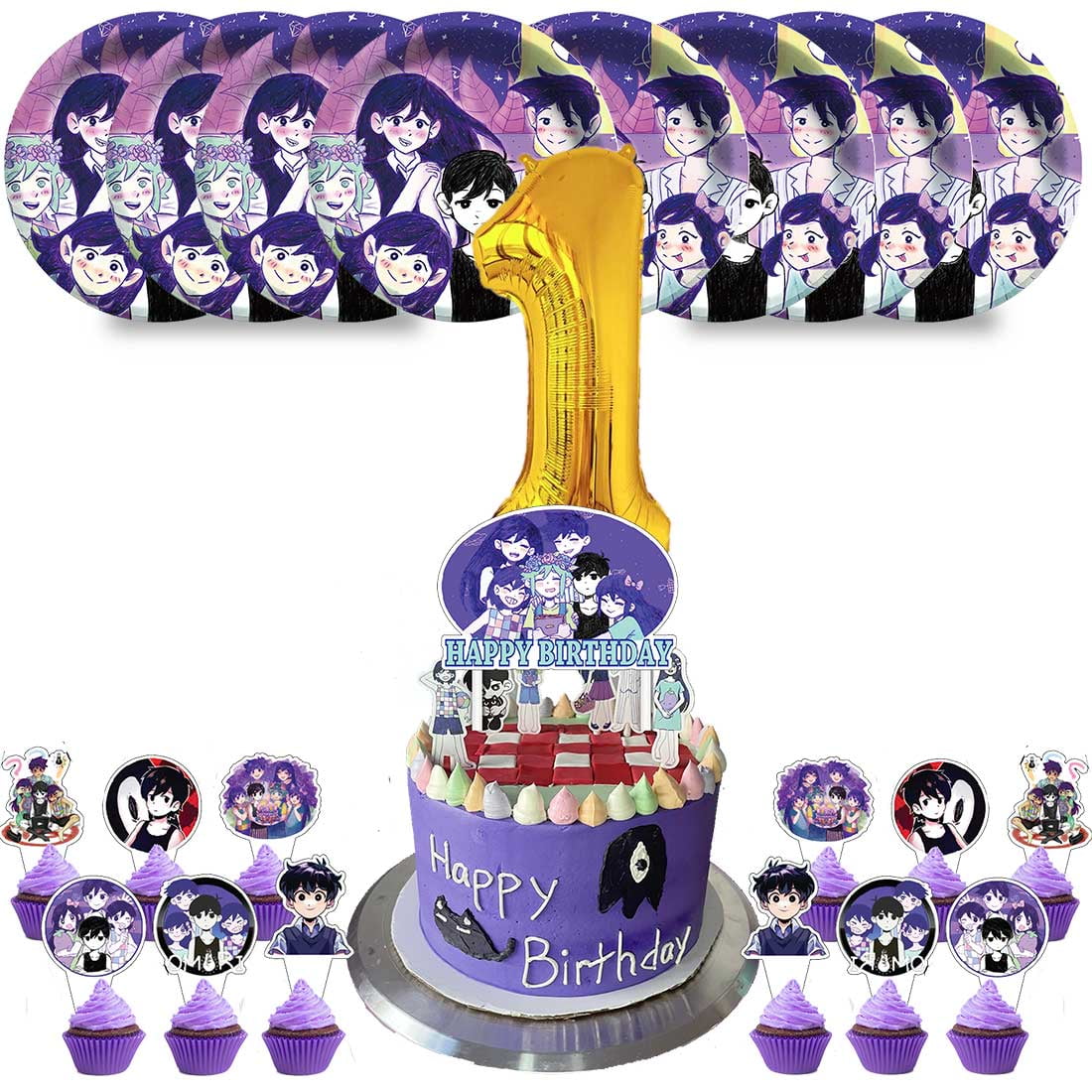 Cool Omori Game Birthday 1st Cups Party Supplies Plates Fans ...