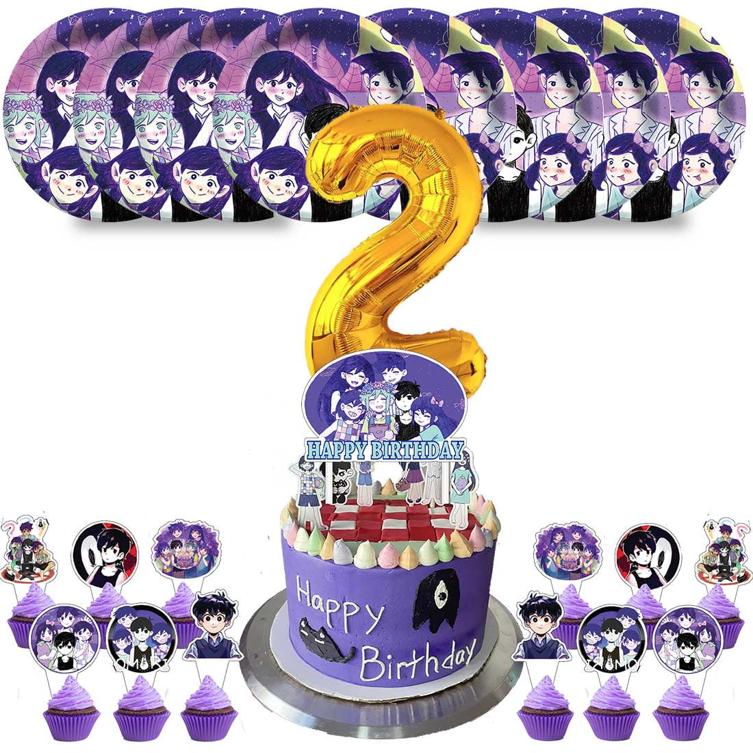 Cool Omori Game Birthday 2nd Cups Party Supplies Plates Fans ...