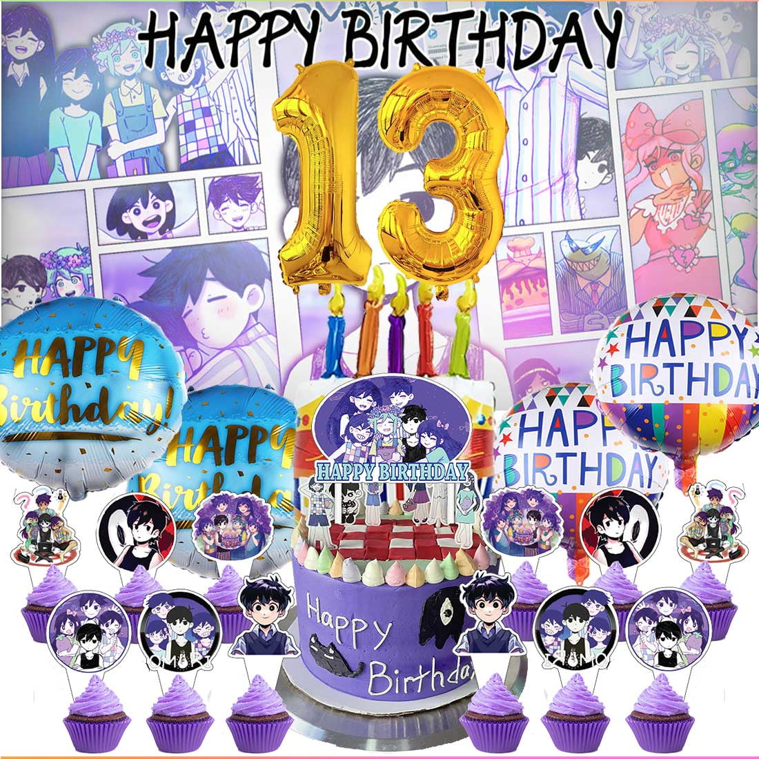 Cool Omori Game Party Supplies Decor 13th Kit Balloons Birthday Cake ...
