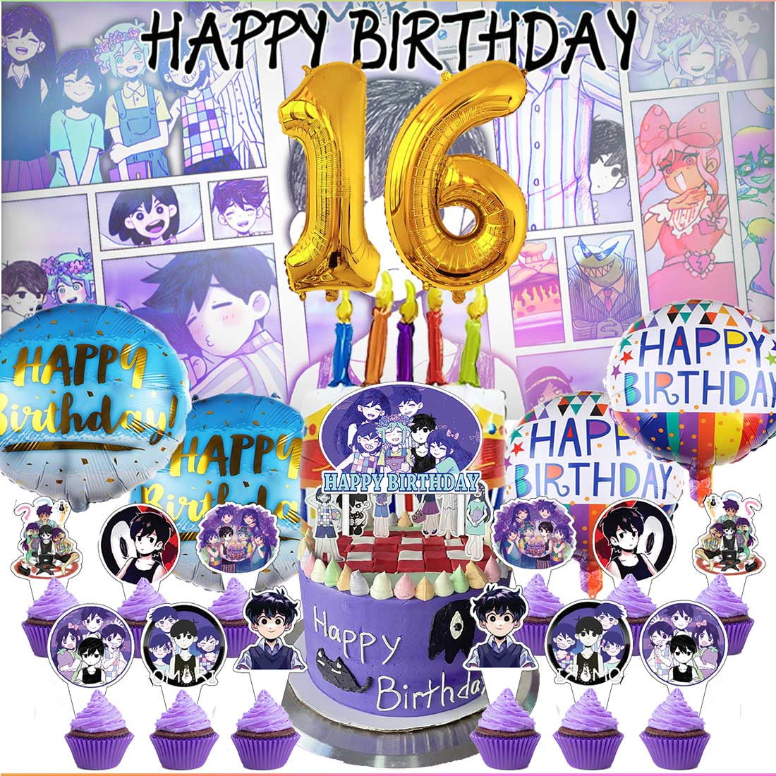 Cool Omori Game Party Supplies Decor 16th Kit Balloons Birthday Cake ...