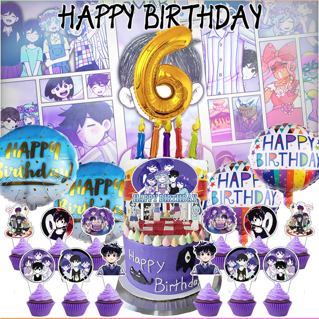 Cool Omori Game Party Supplies Decor 6th Kit Balloons Birthday Cake ...