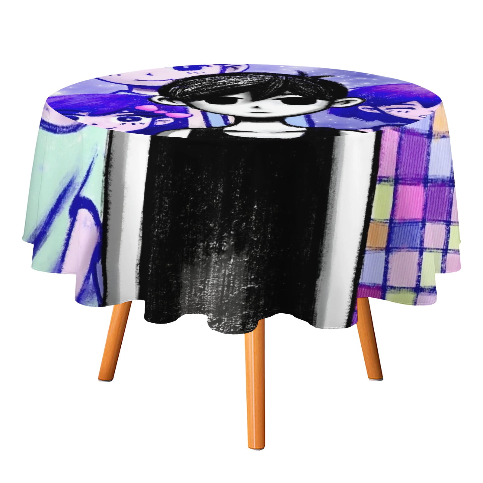 Cool Omori Game-Theme Round tablecloth has an iconic print, fits most ...