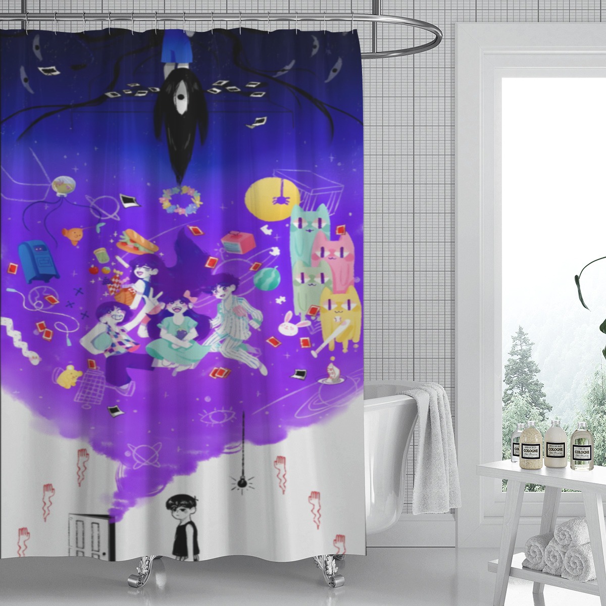 Cool Omori Game shower curtain comes with an iconic design, waterproof ...