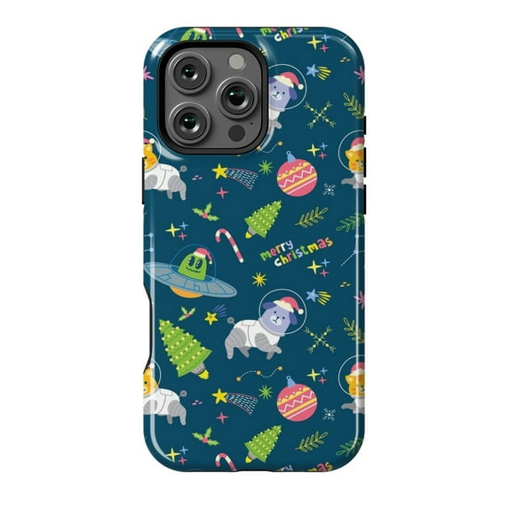 Cool Outer Space Christmas Scene iPhone Case 17 16 15 14 13 12 11 Pro ...