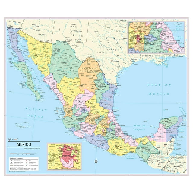 Cool Owl Maps Mexico Wall Map - Rolled 35"x30" (paper) Misc. - Walmart.com