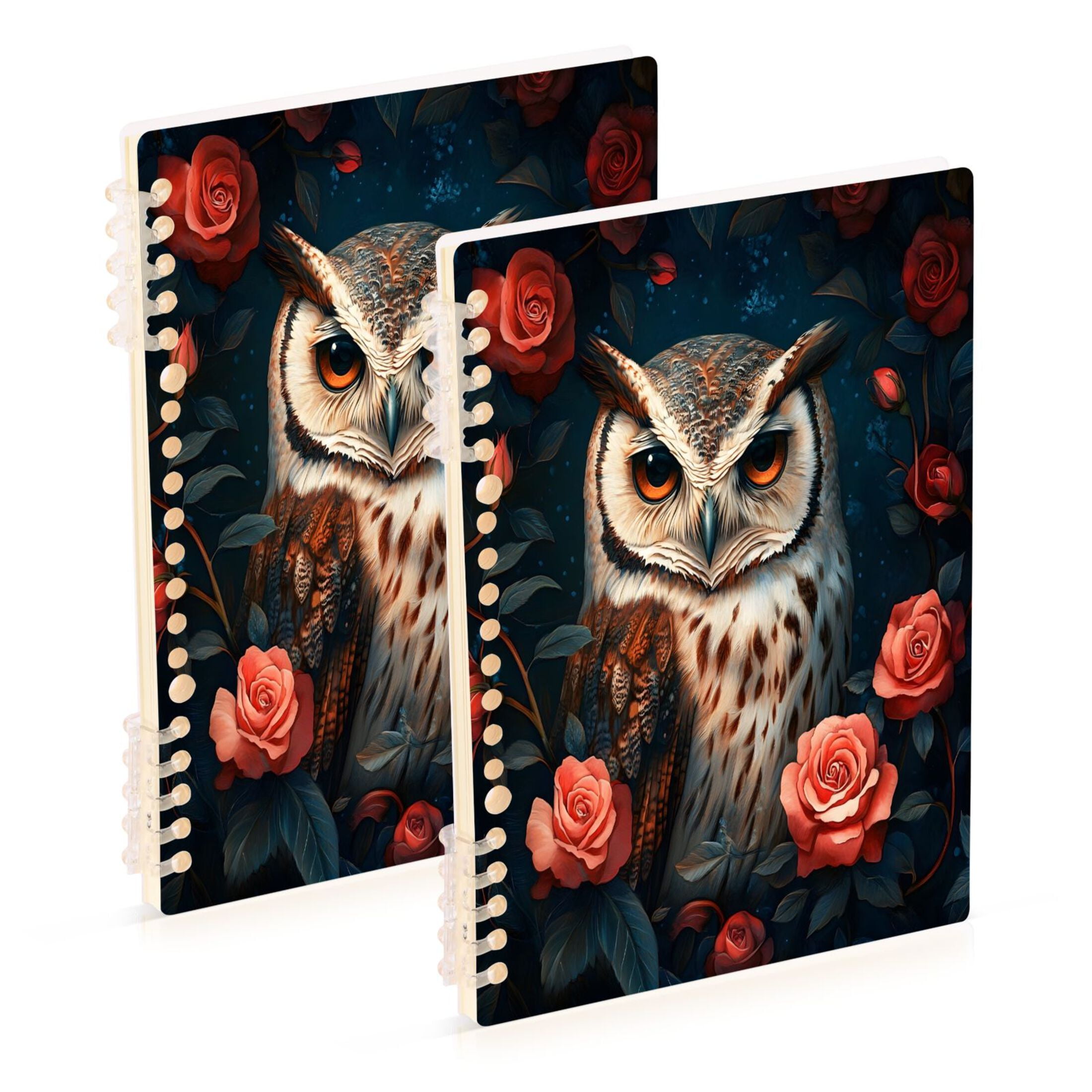 Cool Owl with Rose Notebooks 2 Pcs 1-subject Journal 60 Sheets A5 ...