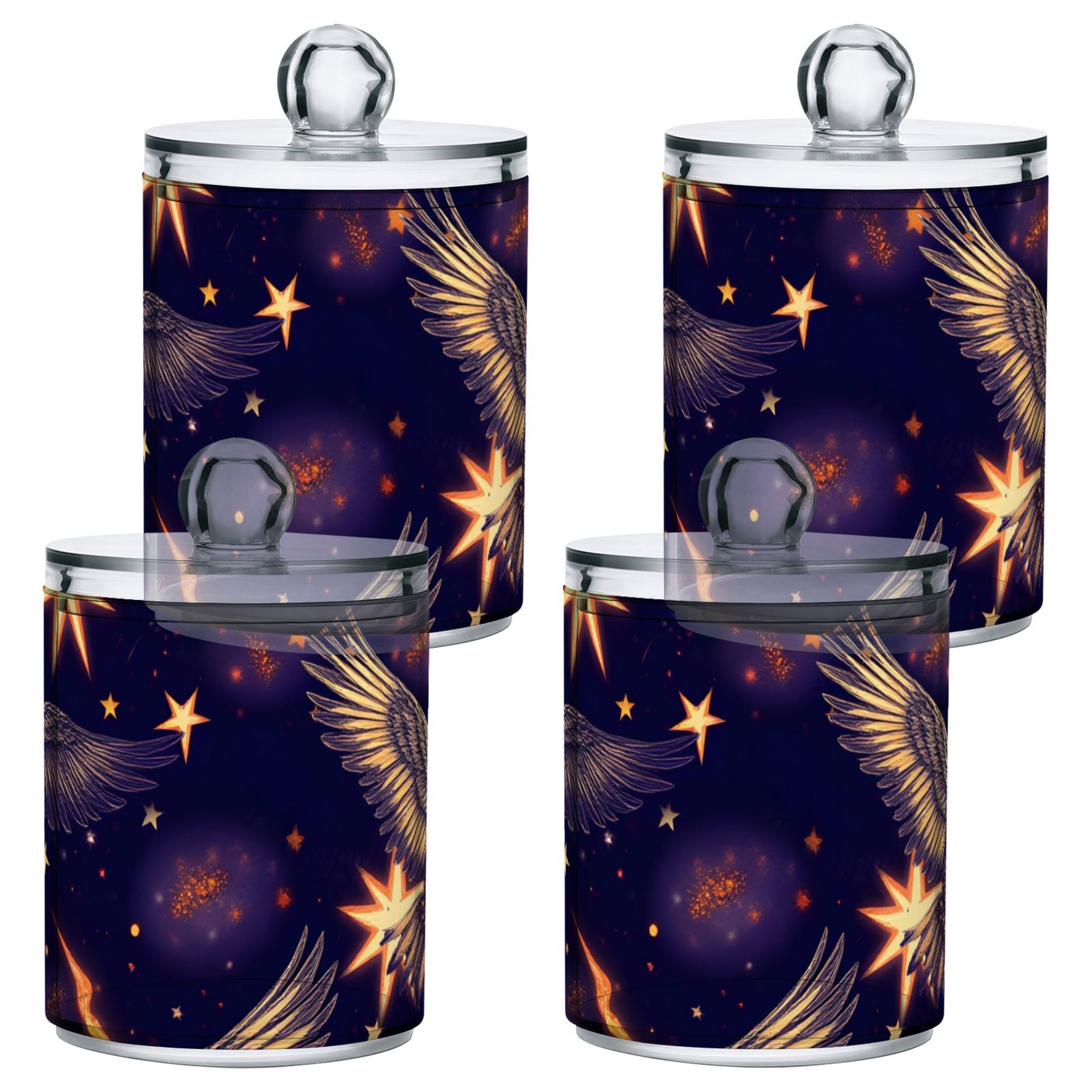 Cool Owls Stars Translucent Plastic Cans Storage Canisters with Lid Set ...