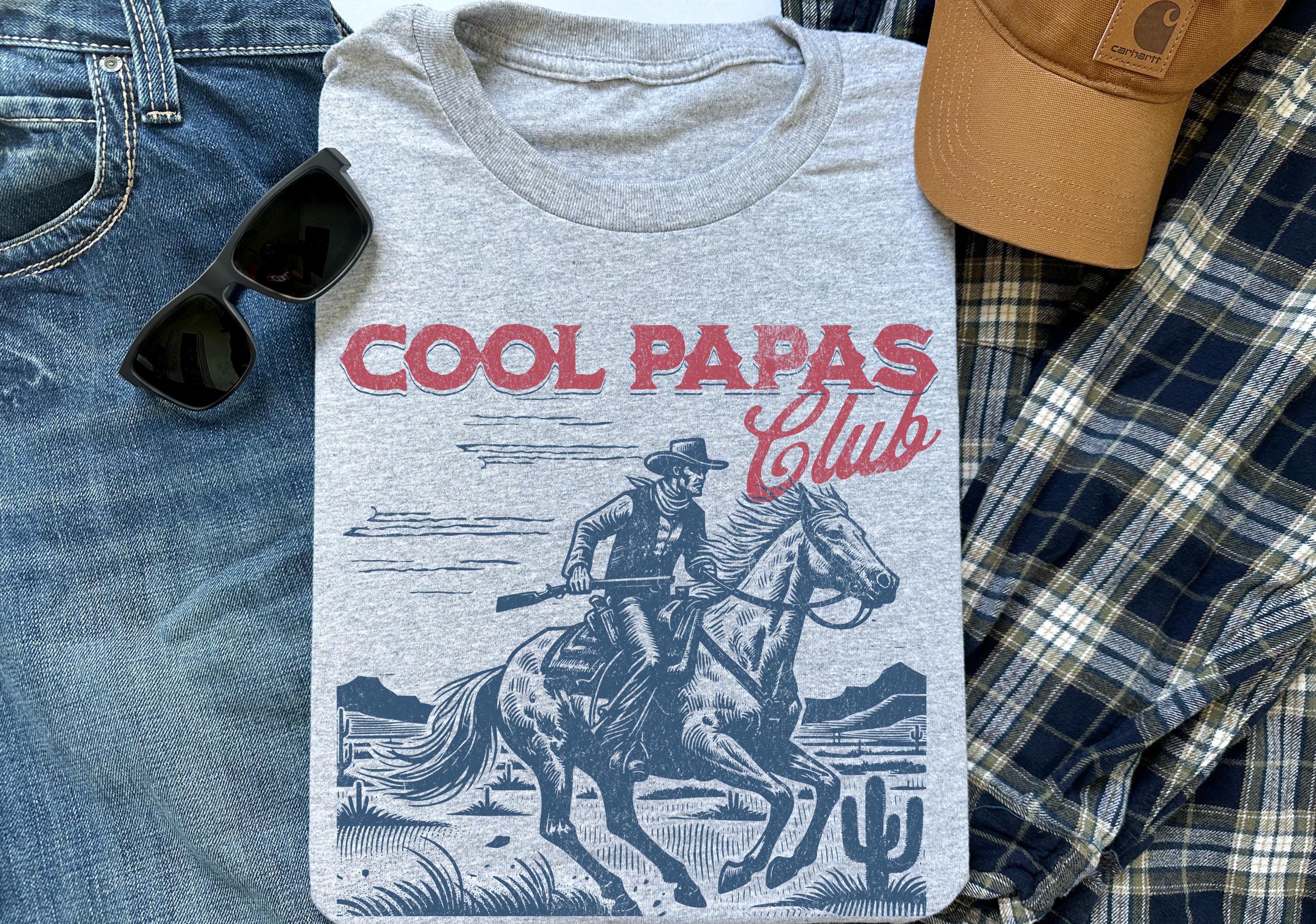 Cool PaPas Club T-Shirt, Cowboy T-Shirt, Funny PaPa Shirt, Gift for ...