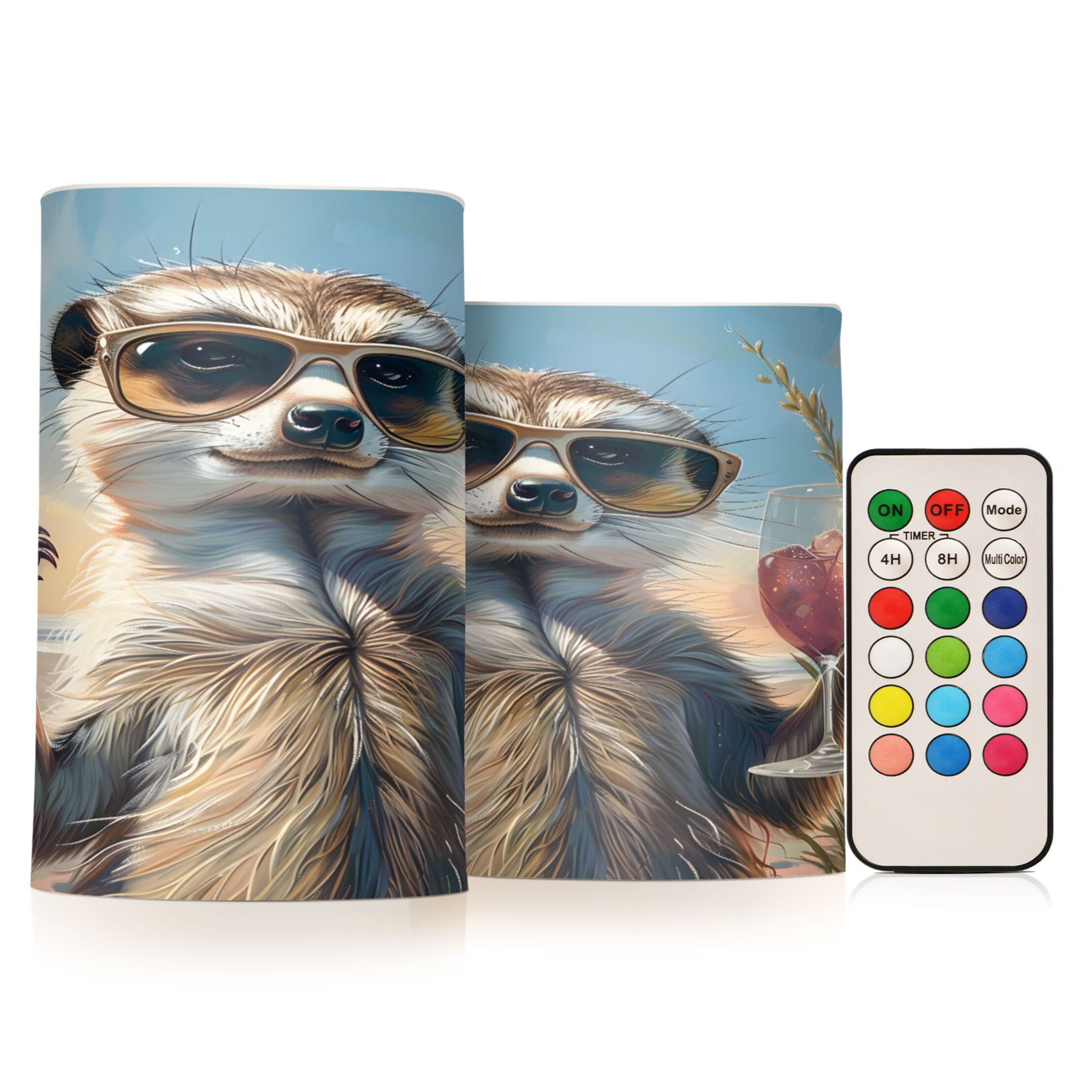 Cool Palm Civet Cat at Beach Flickering Flameless LED Candles set of 2 ...