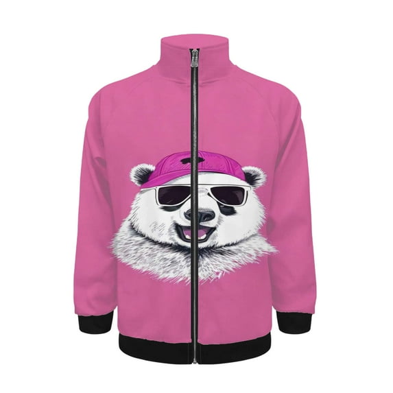 Cool Panda In Pink Hat Jacket Men's Street Cool Long Sleeves Coat ...