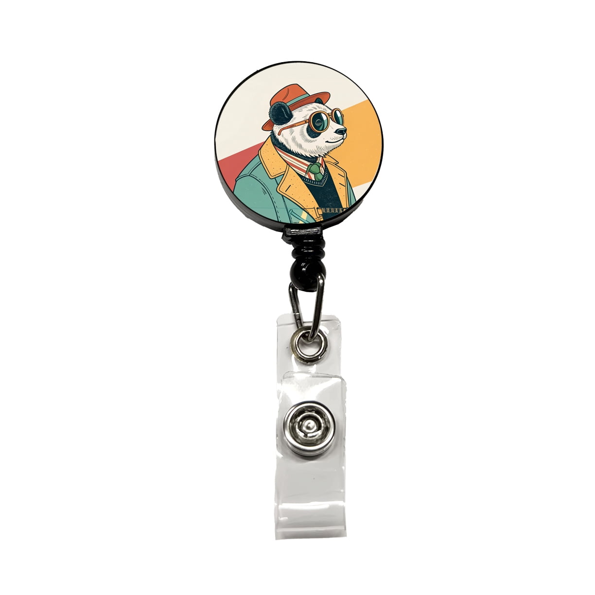 Cool Panda Wearing Glasses Retro Illustration Retractable Reel ID Badge ...