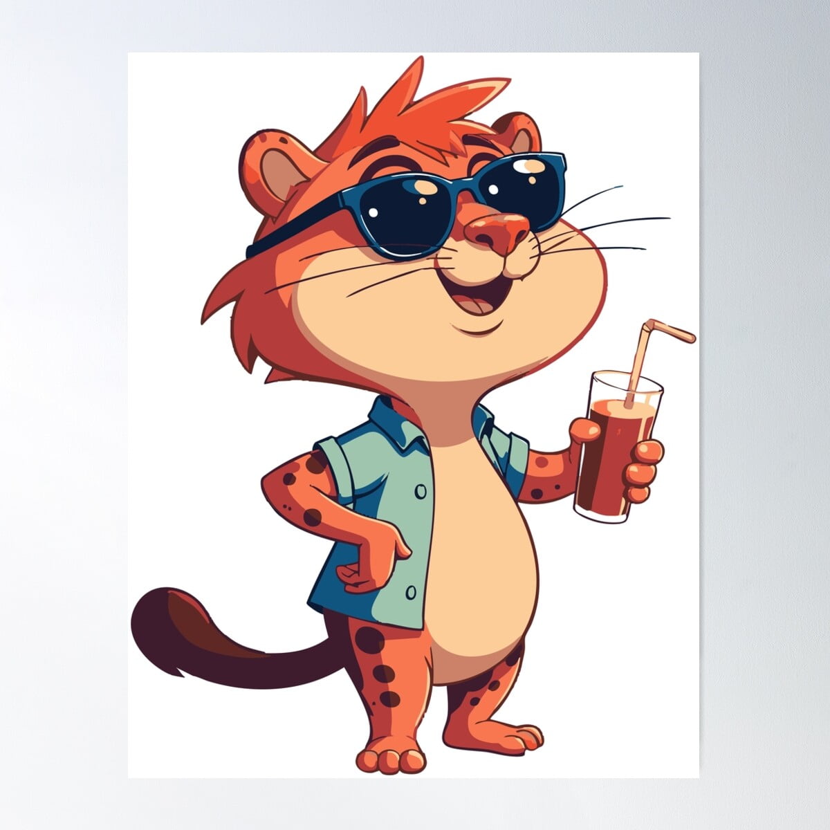 Cool Panther Chilling With A Drink Poster Wall Art, Modern Wall Decor ...