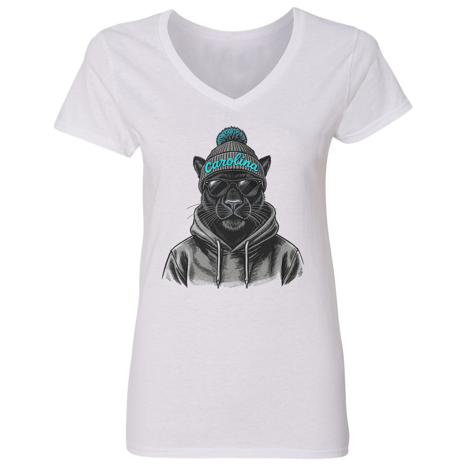 Cool Panther Support Carolina Design - Football Fans Ladies' V-Neck ...