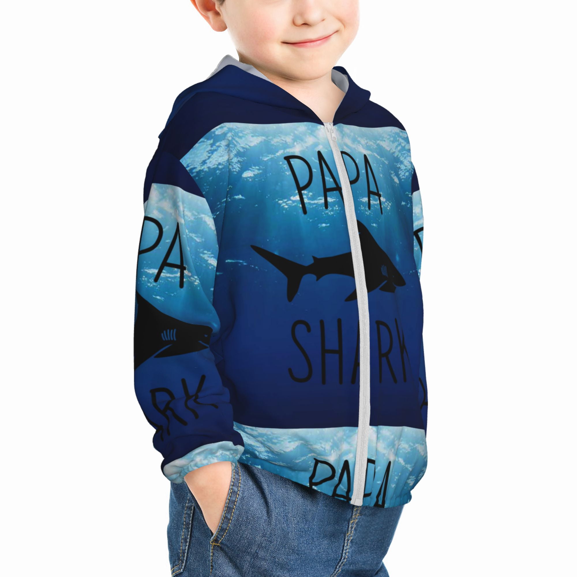 Cool Papa Shark- Kids Zip-Up Hoodie Girls Boys Sun Protection Jacket ...