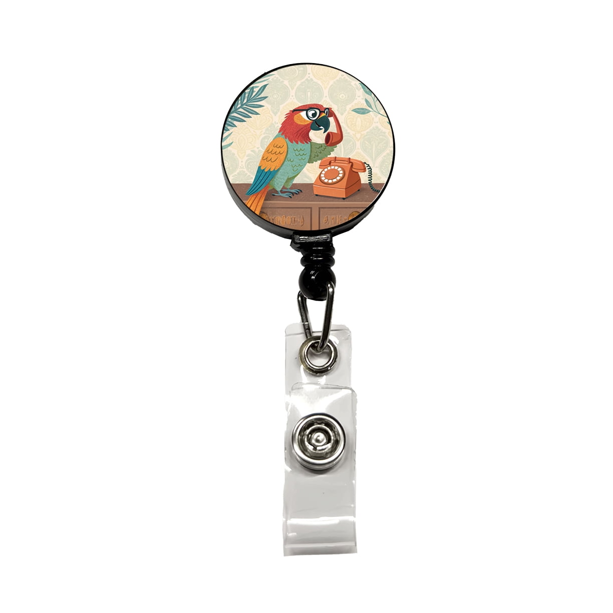 Cool Parrot Wearing Glasses Retractable Reel ID Badge Key Card Name Tag ...