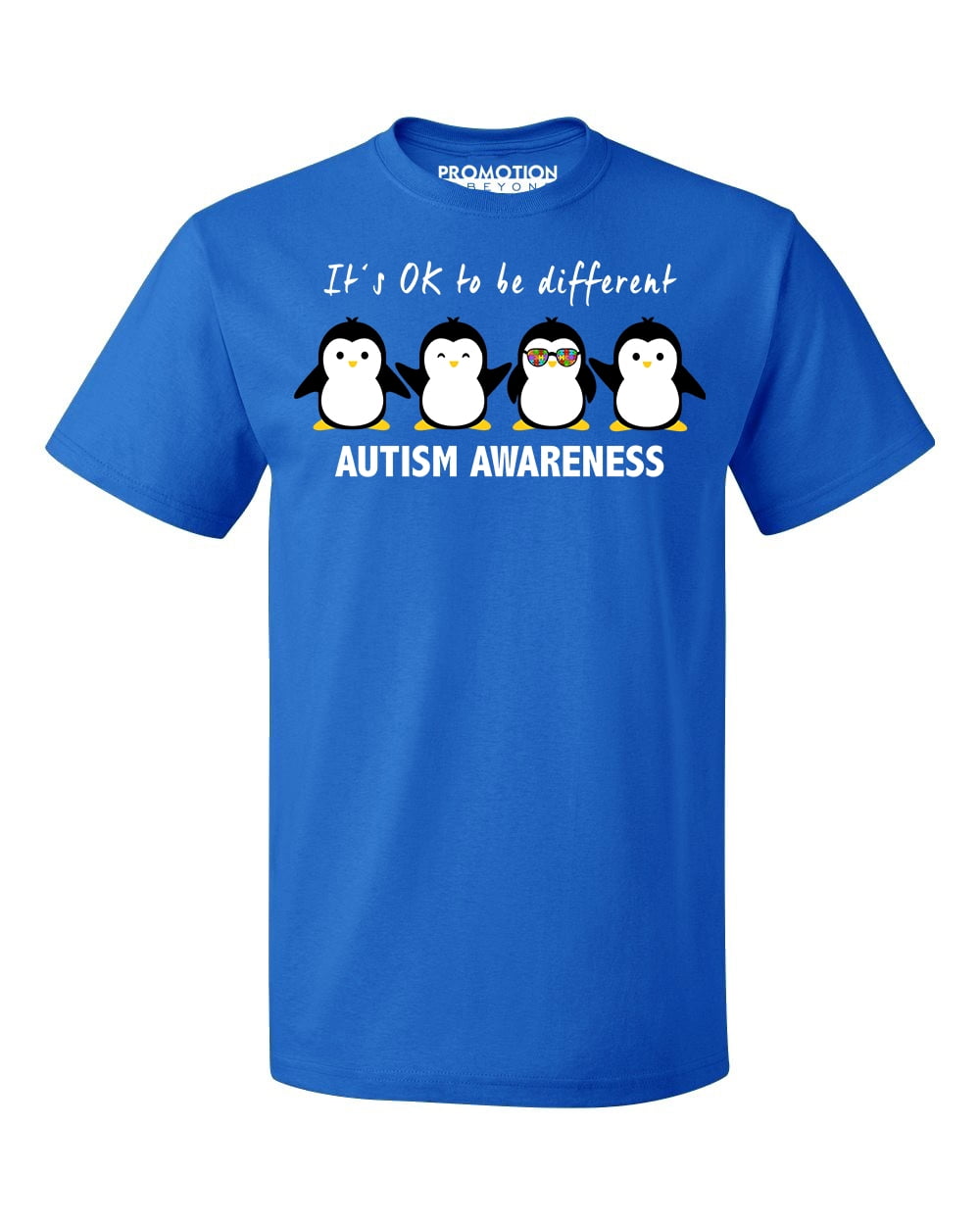 Cool Penguin Autism Awareness Support Men's T-shirt, 2XL, Royal ...