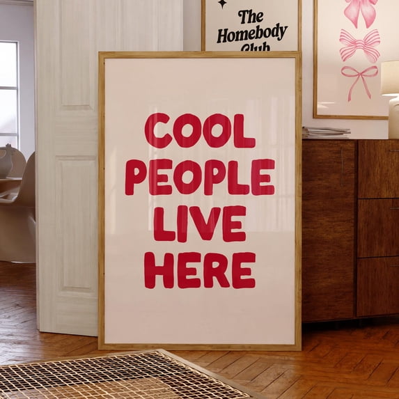 Cool People Live Here Modern Typography Art, Unframed Canvas Size 16x24 ...