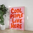 Cool People Live Here Pink Orange Quote Wall Art, Unframed Paper Print ...