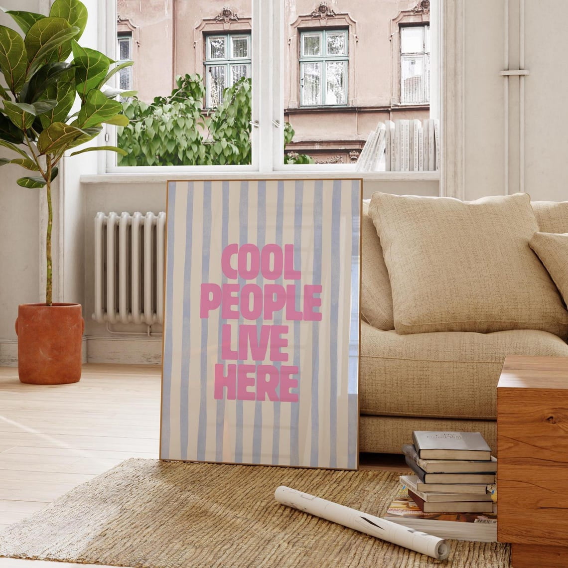 Cool People Live Here Preppy Striped Entryway Poster, Unframed Size ...