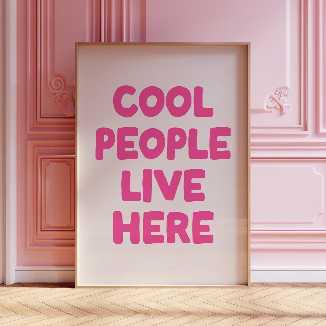 Cool People Live Here Typography Wall Art, Stretched Canvas Size 12x18 ...