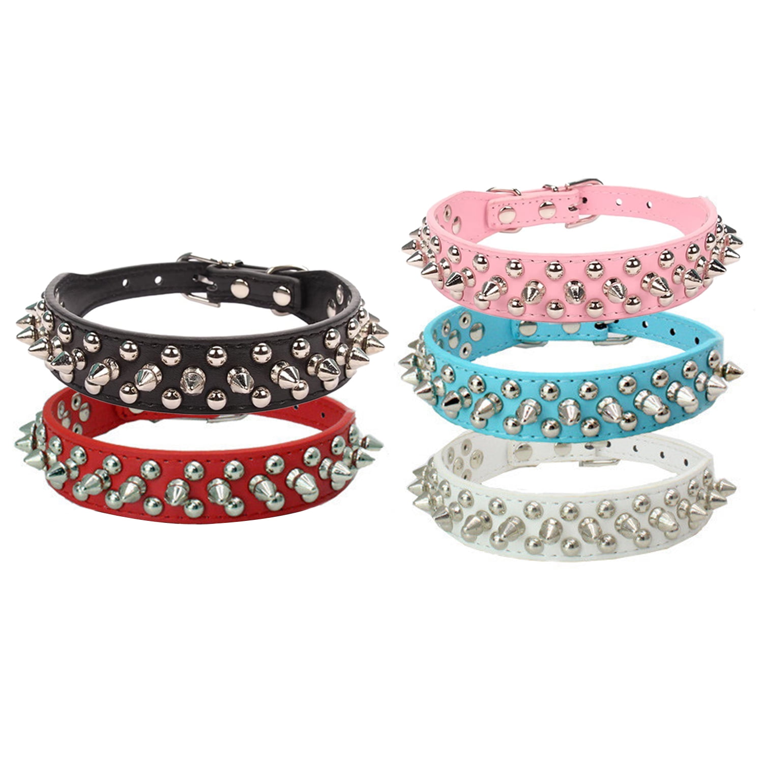 Cool Pet Collars,1 Pcs Soft Faux Leather Spiked Dog Collar with Rivets ...