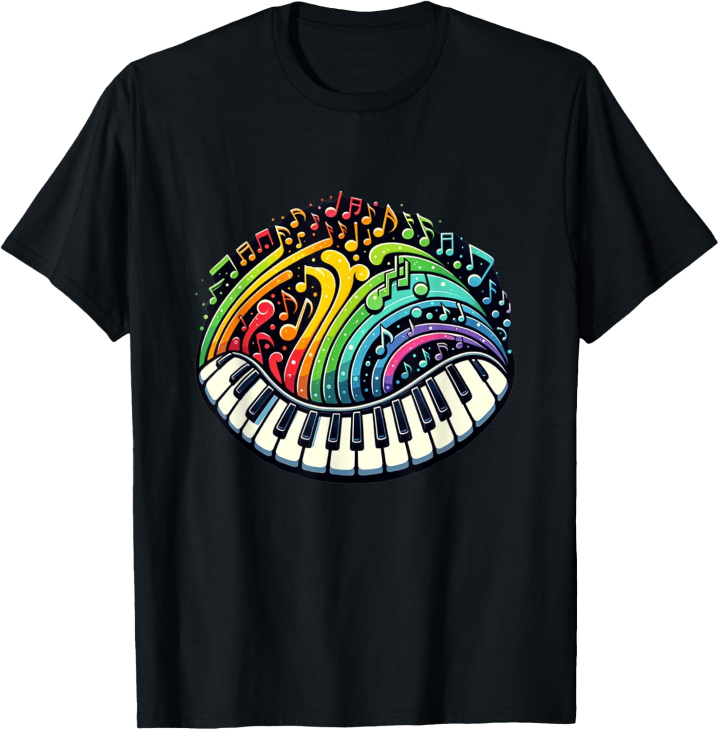 Cool Piano Colorful Keyboard Music Notes Musician Pianist T-Shirt mens ...
