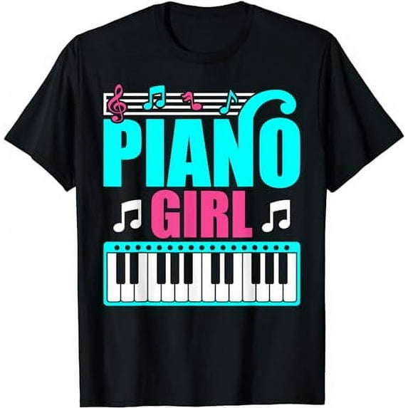 Cool Piano Design For Women Girls Music Instrument Keyboard T-Shirt ...