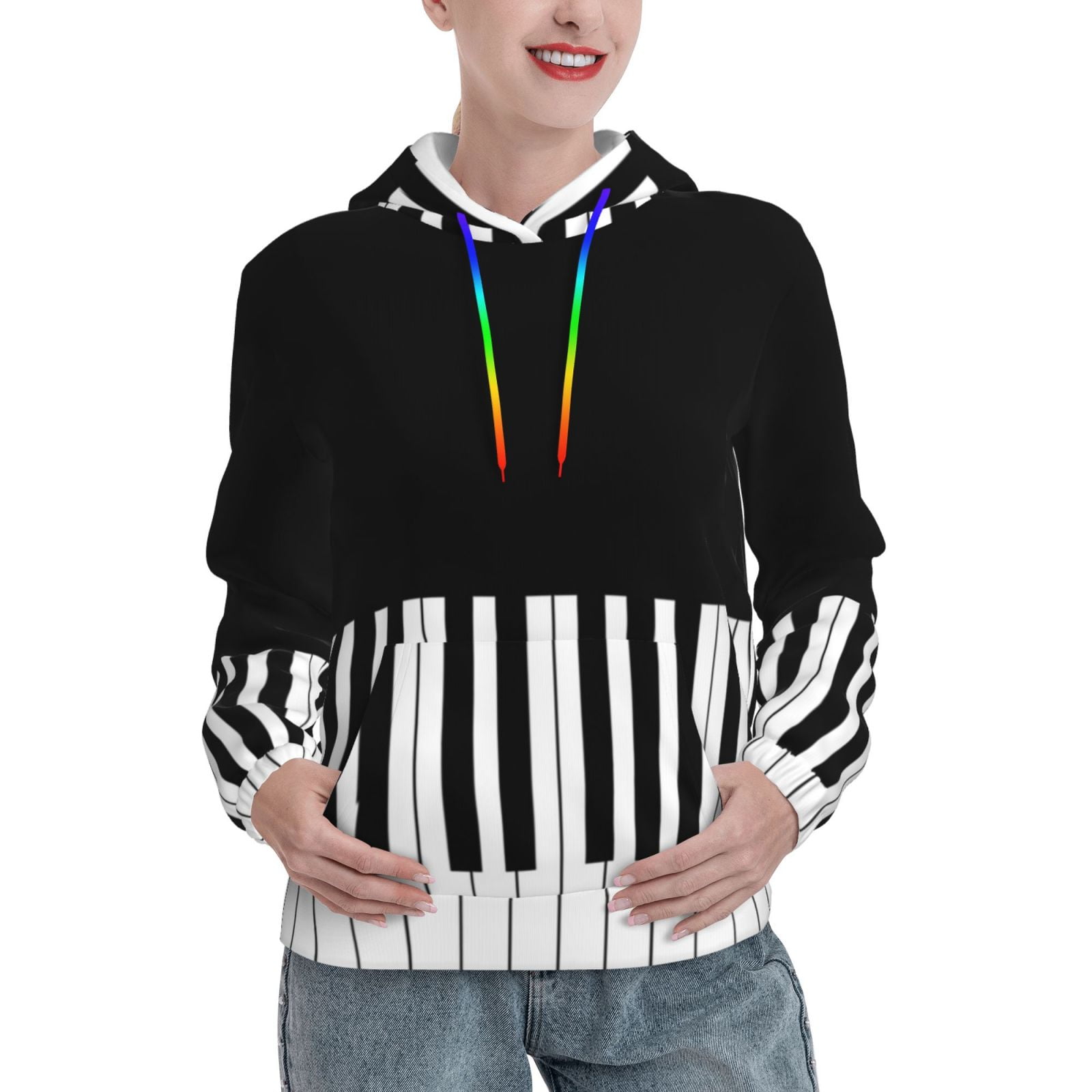 Cool Piano Keyboard Cozy Women'S Hoodie Pullover Sweatshirt With ...