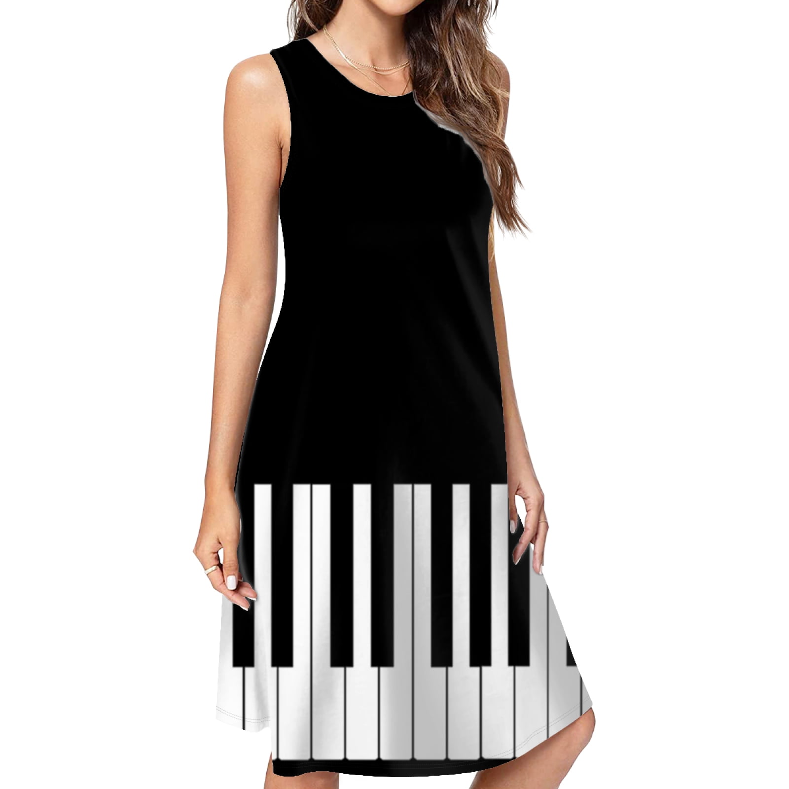 Cool Piano Keyboard Dress Elegant Party Dresses Evening Dresses Women Dress Sleeveless Dress ...