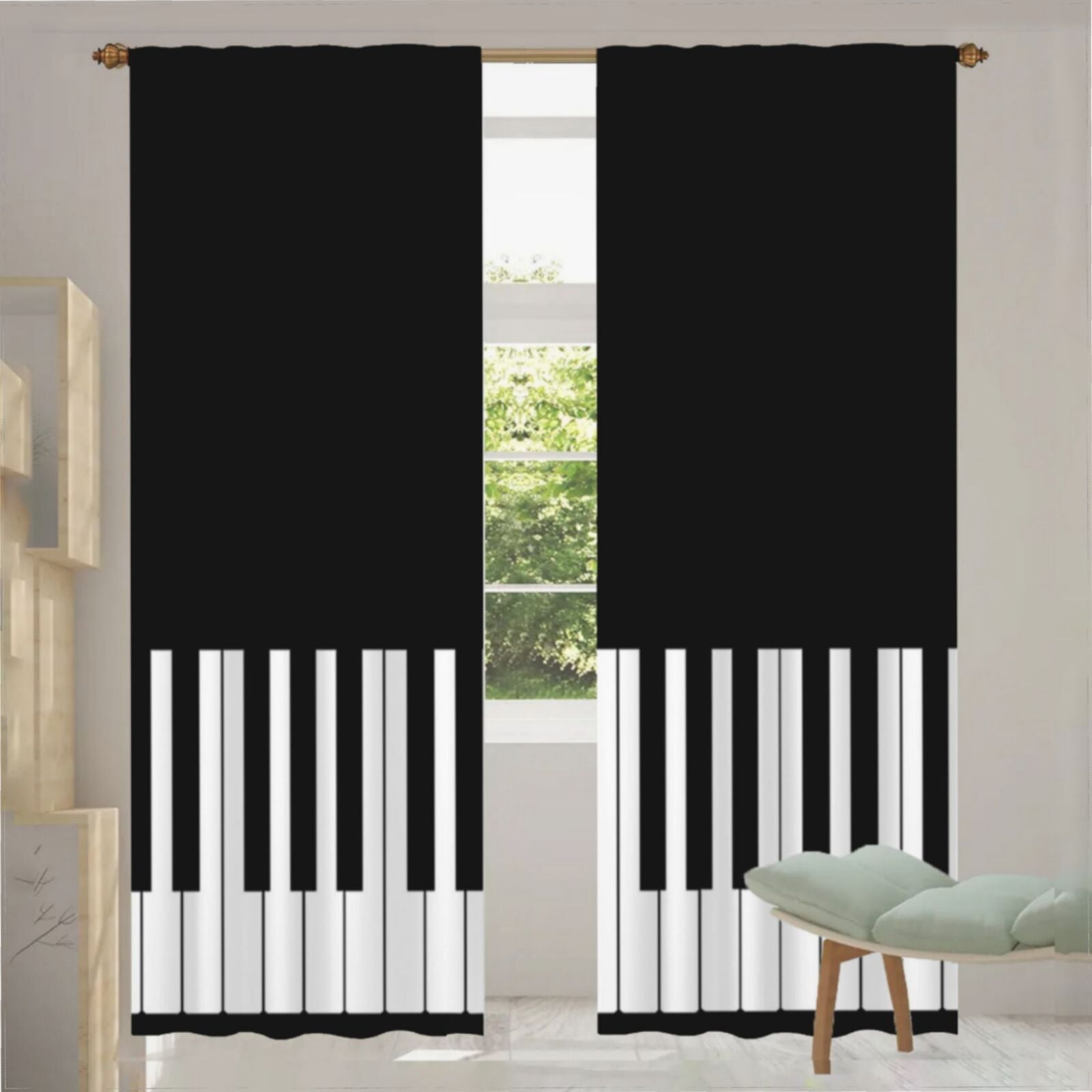 Cool Piano Keyboard Sheer Window Curtains for Living Room Kitchen ...