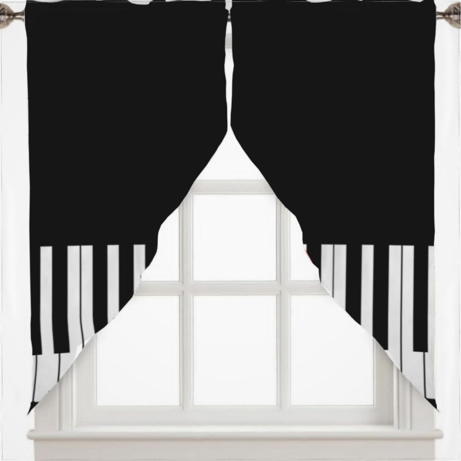 Cool Piano Keyboard Swag Valances For Windows 2 Pack For Kitchen Living ...