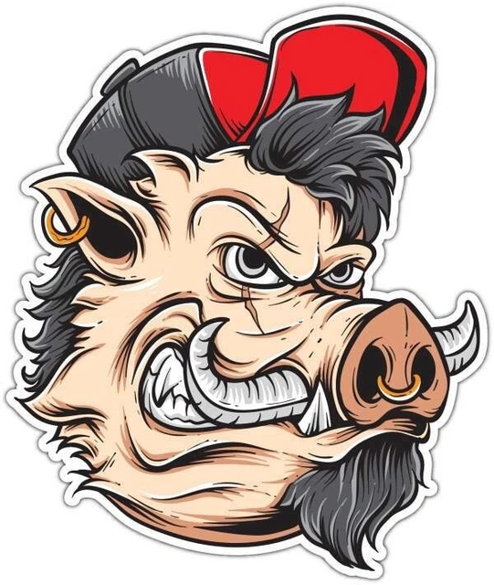 Cool Pig Boar Hog Head Face Hunting Car Window Stickerphone Decal Water Bottle Stickers, Vinyl ...
