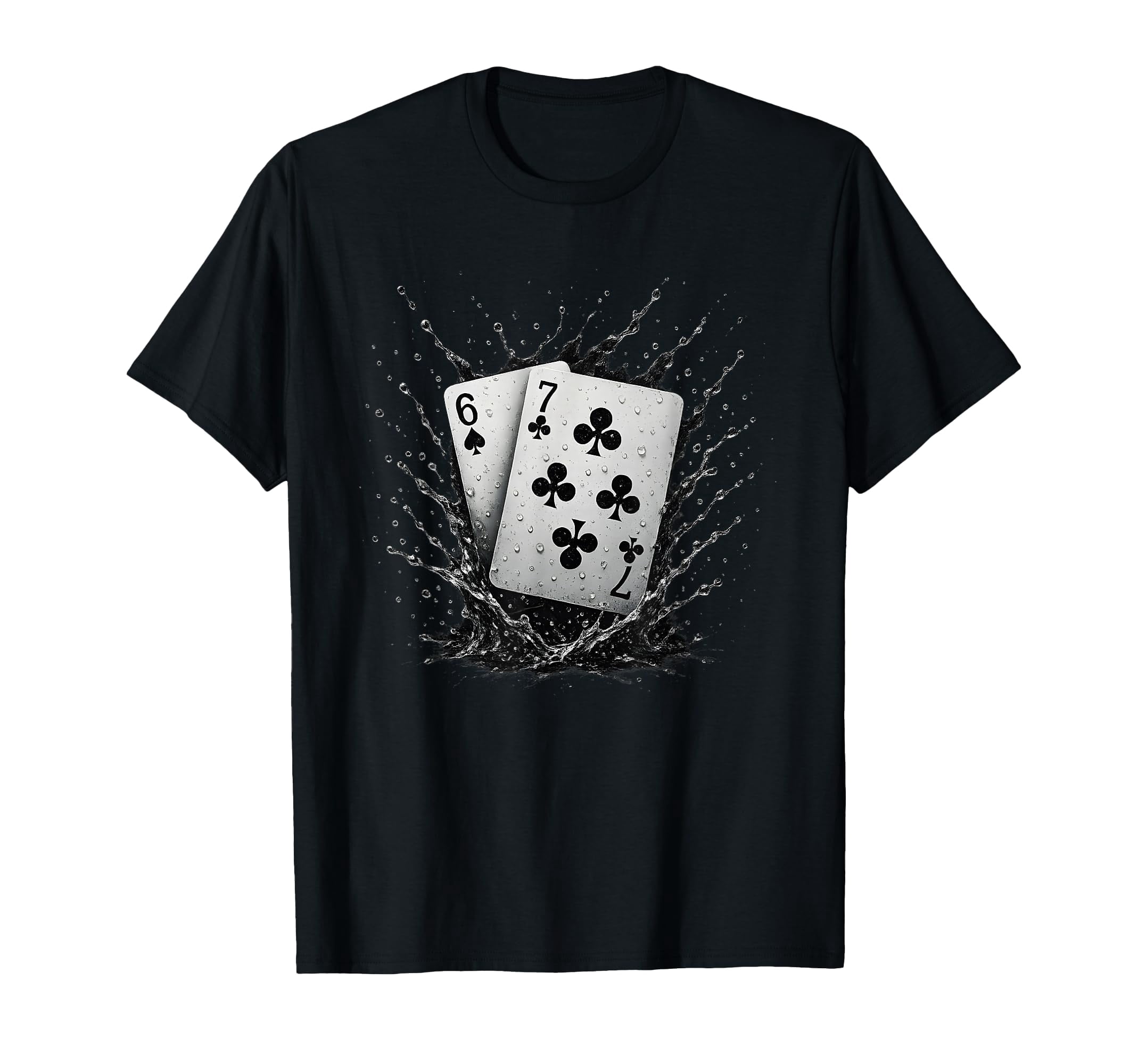 Cool Playing Cards T-Shirt with 6 and 7 of Clubs Design for Poker Fans ...