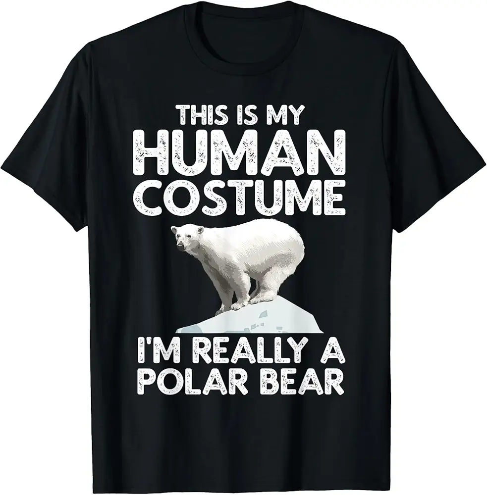 Cool Polar Bear Human Costume Animal Halloween Art Graphic Unisex T ...