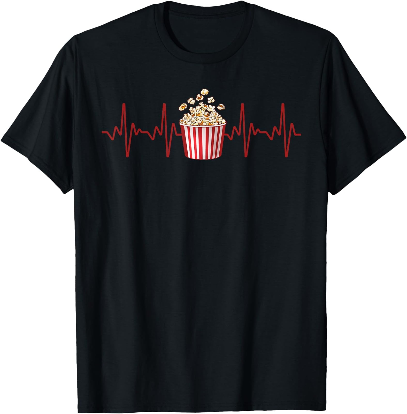 Cool Popcorn For Men Women Theater Movie Lover Fan Heartbeat T Shirt ...