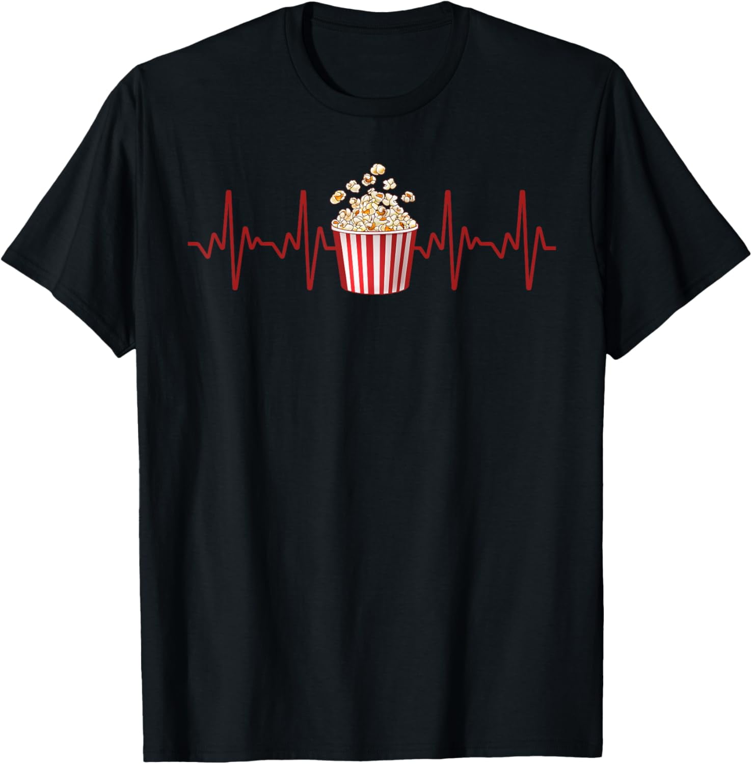 Cool Popcorn For Men Women Theater Movie Lover Fan Heartbeat T-Shirt ...