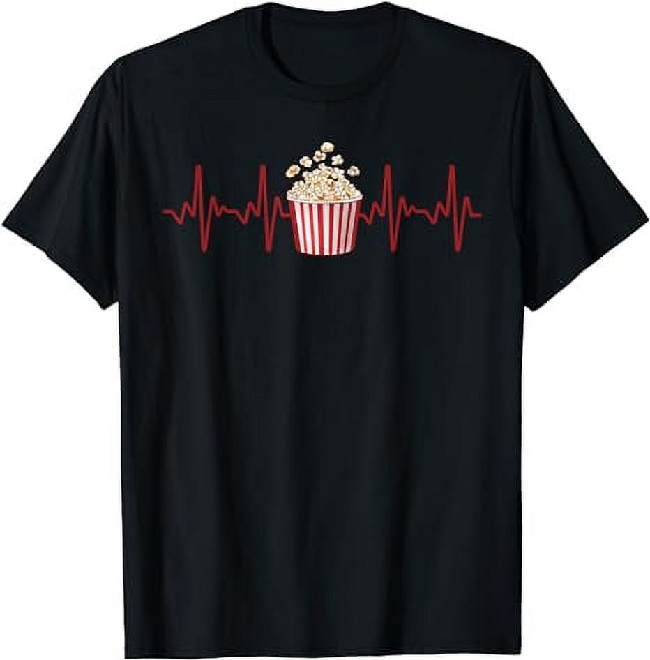 Cool Popcorn For Men Women Theater Movie Lover Fan Heartbeat T-Shirt ...