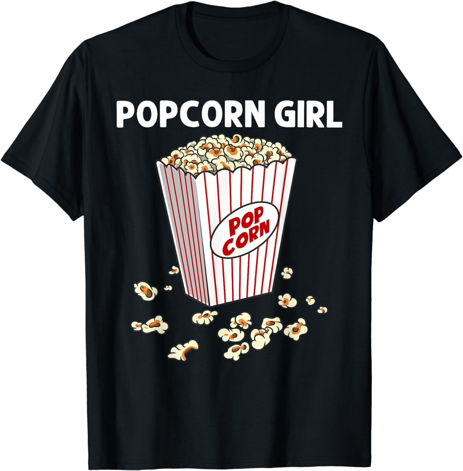 Cool Popcorn Gift For Girls Kid Corn Kernel Movie Night Food T-Shirt ...