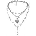 Cool Punk Chunky Chain Statement Necklace for Women Heart Shaped Photo ...