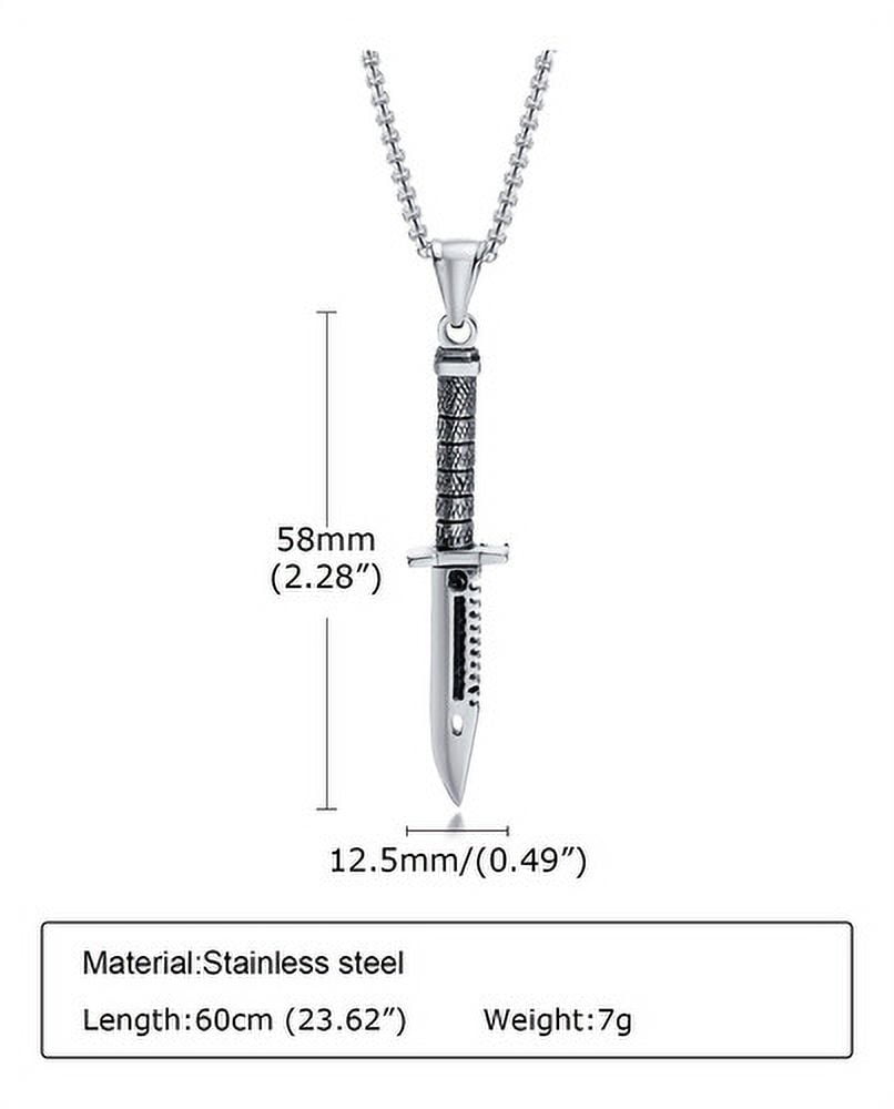Cool Punk Dagger Necklaces For Men,hip Hop Stainless Steel - Walmart.com