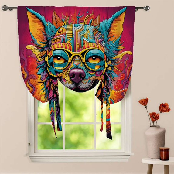 Cool Pup Vibes Window Curtain for Living Room Roman Curtain Kitchen Tie ...